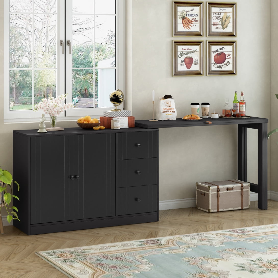 Innovative Sideboard with 2-Door, 3-Drawer Design and Adjustable Pull ...