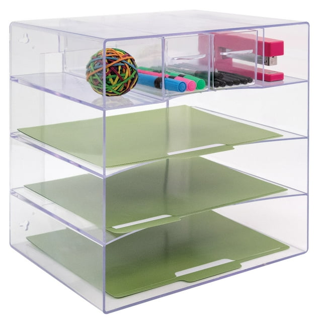 Innovative Storage Designs Desktop Organizer, 6 Compartments, Clear ...