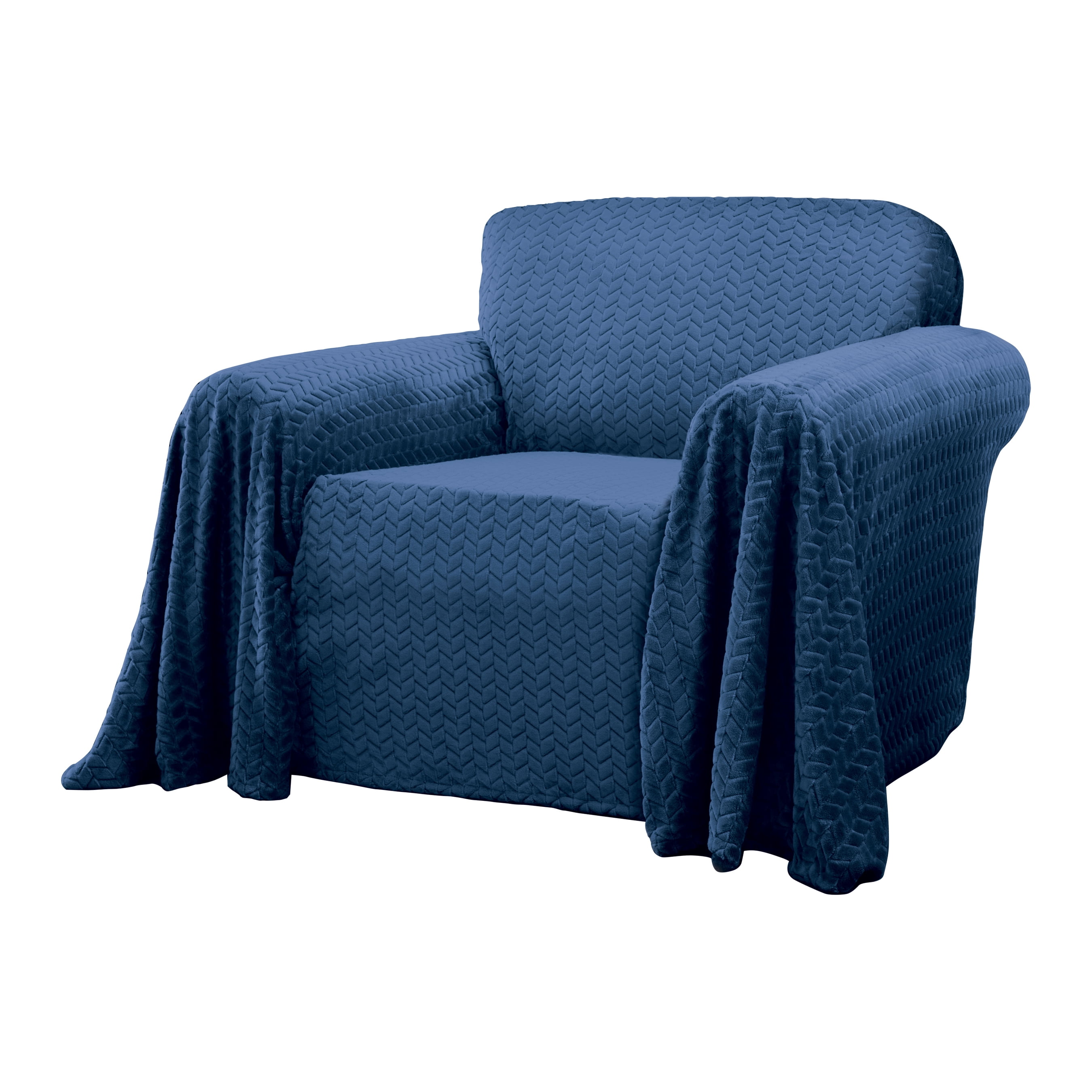 Innovative Textile Solutions 1-Piece Mason Throw Chair Slipcover, Blue ...