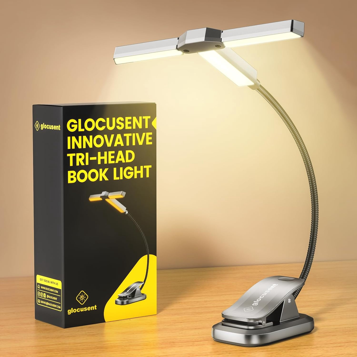 Innovative Tri-Head Book Light for Reading in Bed, 3 Colors & 5 ...