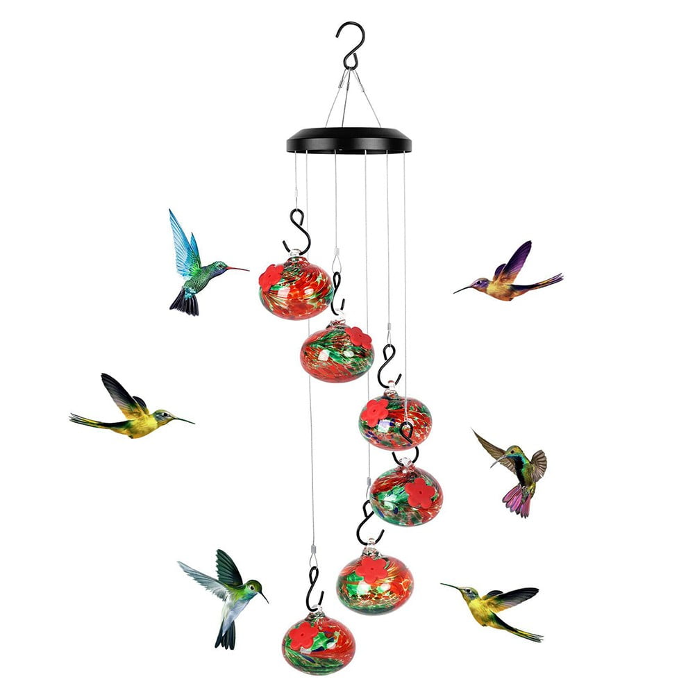 Innovative Wind Chimes Hummingbird Feeder, Hand-Blown Plastic Bird ...