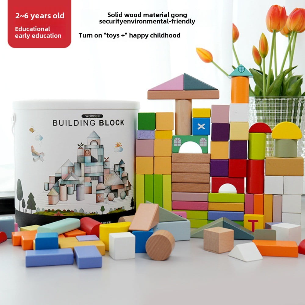 Innovative wooden bucket blocks in various colors and shapes, 120 ...