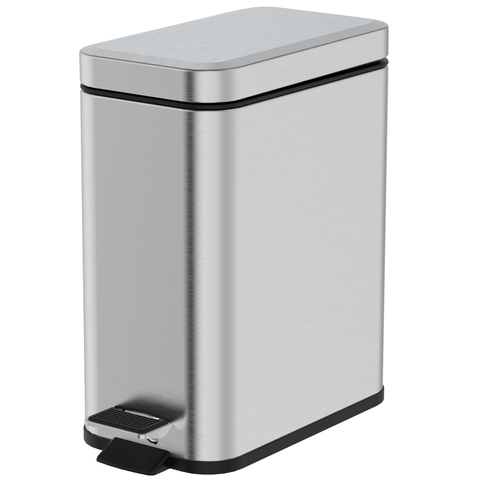 Innovaze 1.3 Gallon Slim Trash Can, Stainless Steel Step on Bathroom ...
