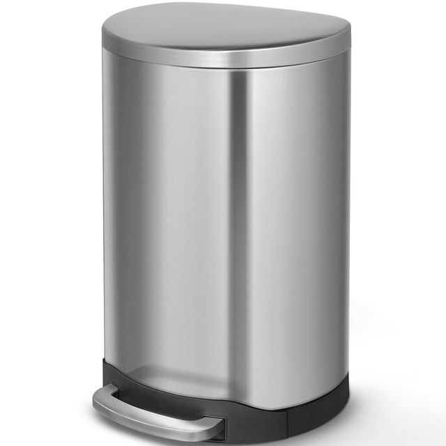 Innovaze 10.6 Gallon Stainless Steel Step Semi-round Kitchen Trash Can ...