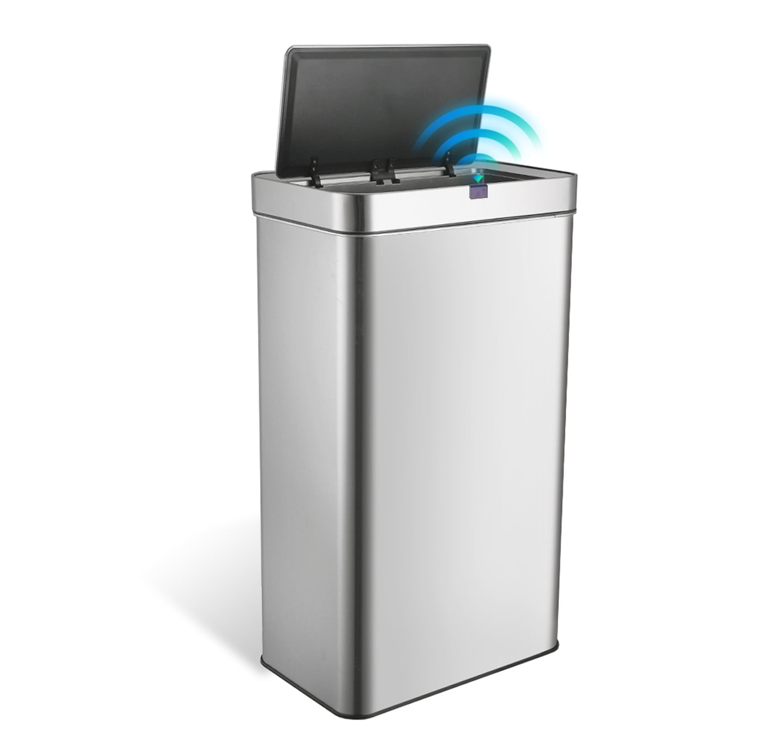 Innovaze 18 Gallon Stainless Steel Rectangular Motion Sensor Trash Can ...