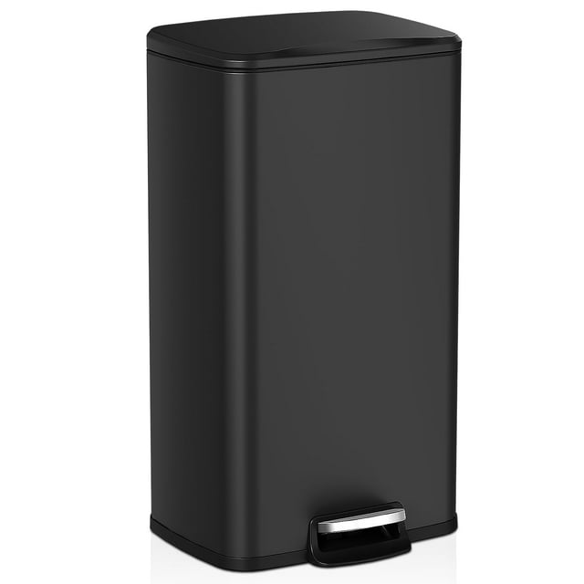 Innovaze 8 Gallon Trash Can, Carbon Steel Rectangular Kitchen Step-on ...