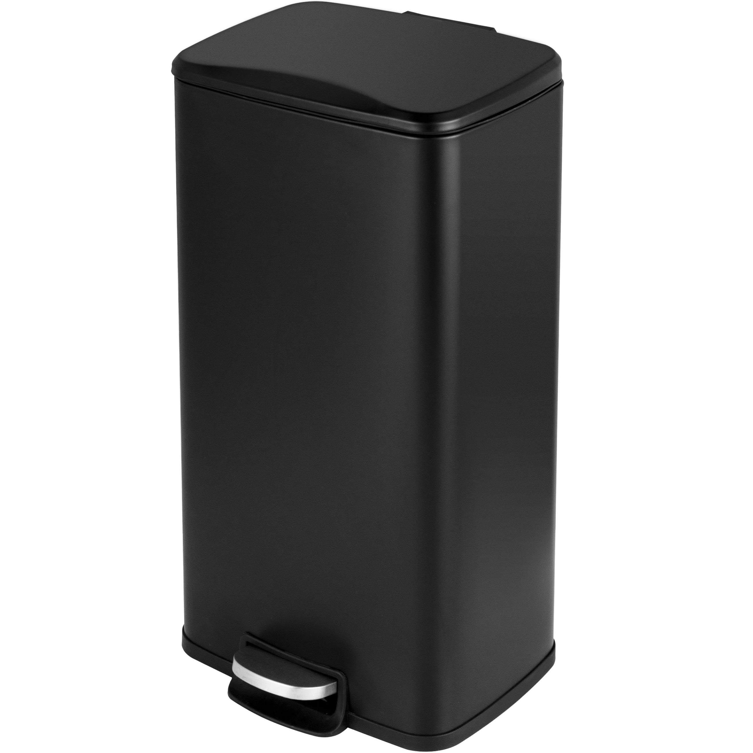 Innovaze 8 Gallon Trash Can, Carbon Steel Rectangular Kitchen Step-on ...