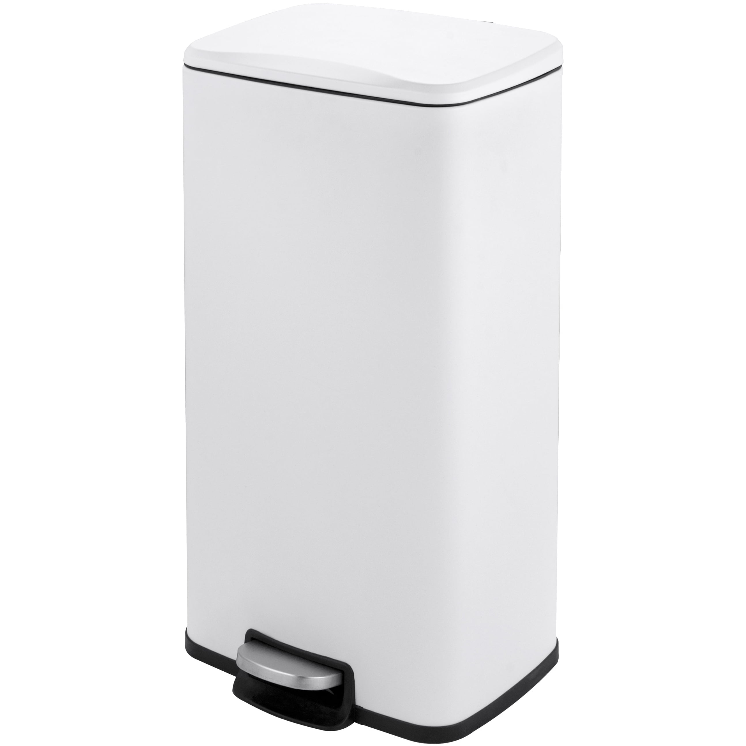 Innovaze 8 Gallon Trash Can, Carbon Steel Rectangular Kitchen Step-on ...