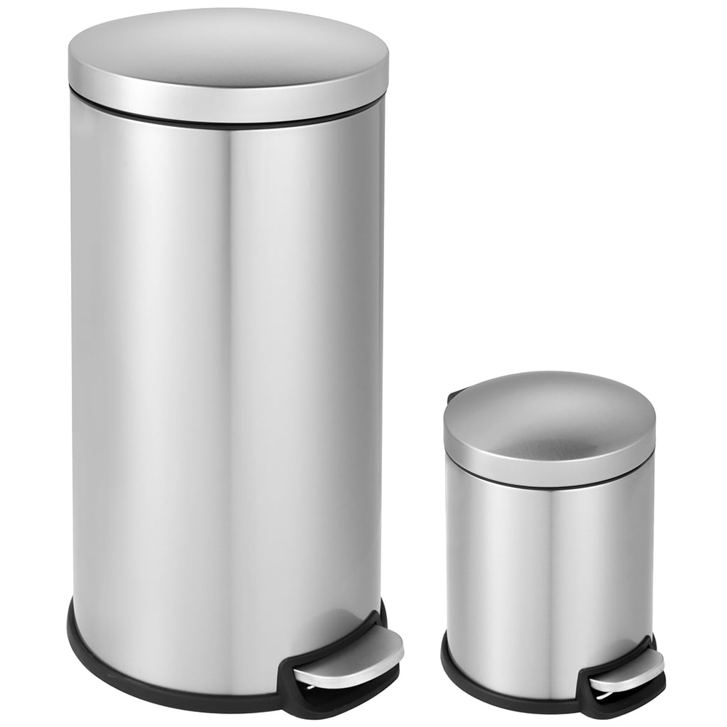 Innovaze 8 and 1.3 Gallon Trash Can Combo, Stainless Steel Step On ...