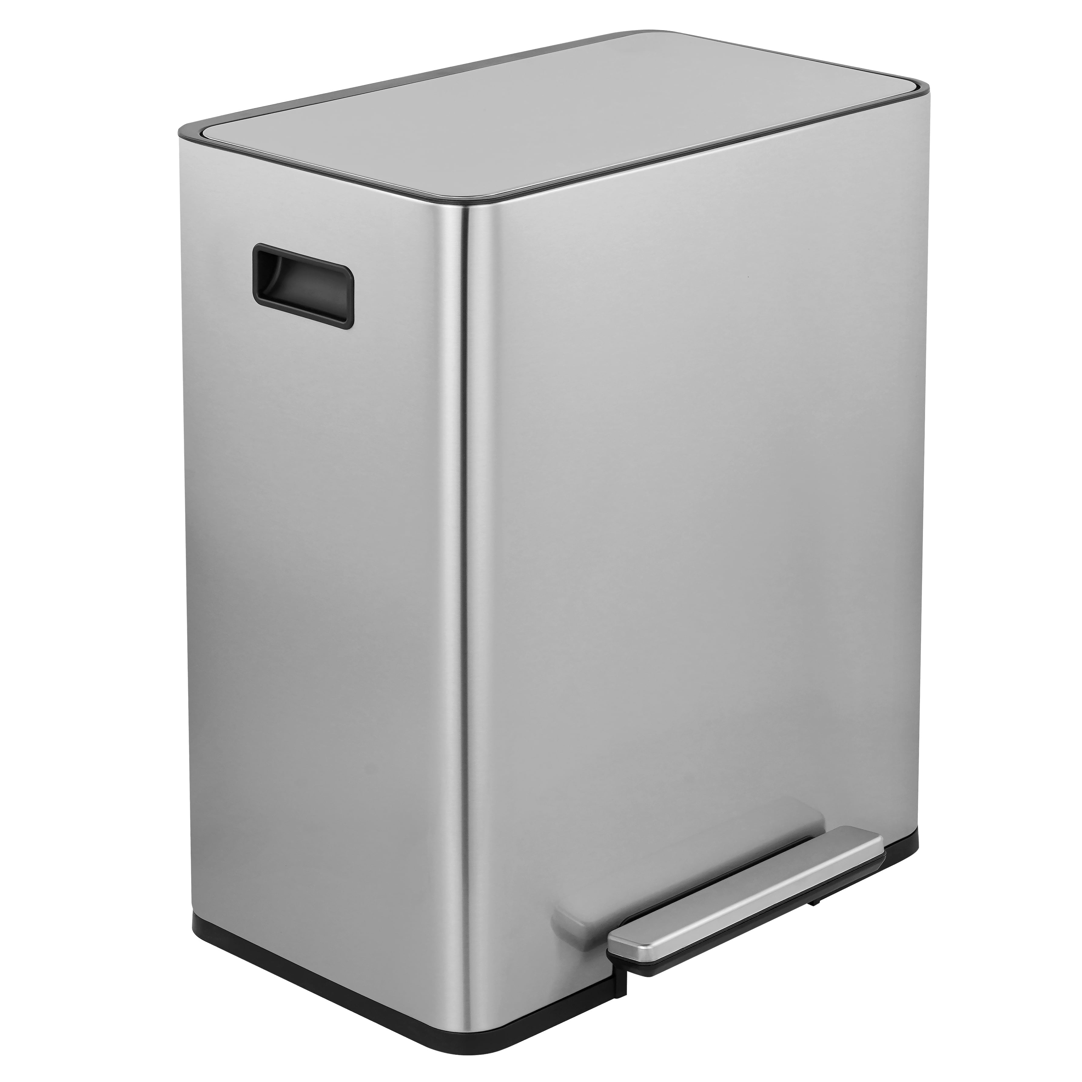 Innovaze 16 Gallon Dual-Compartment Recycling Bin Stainless Steel Trash ...