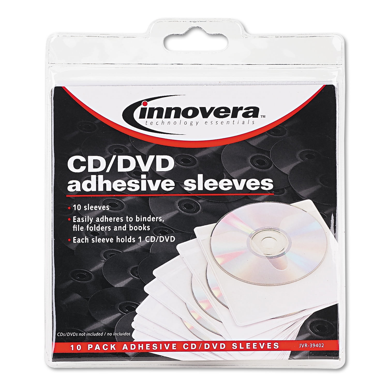 Innovera IVR39402 Self-Adhesive CD/DVD Sleeves - Clear (10/Pack ...