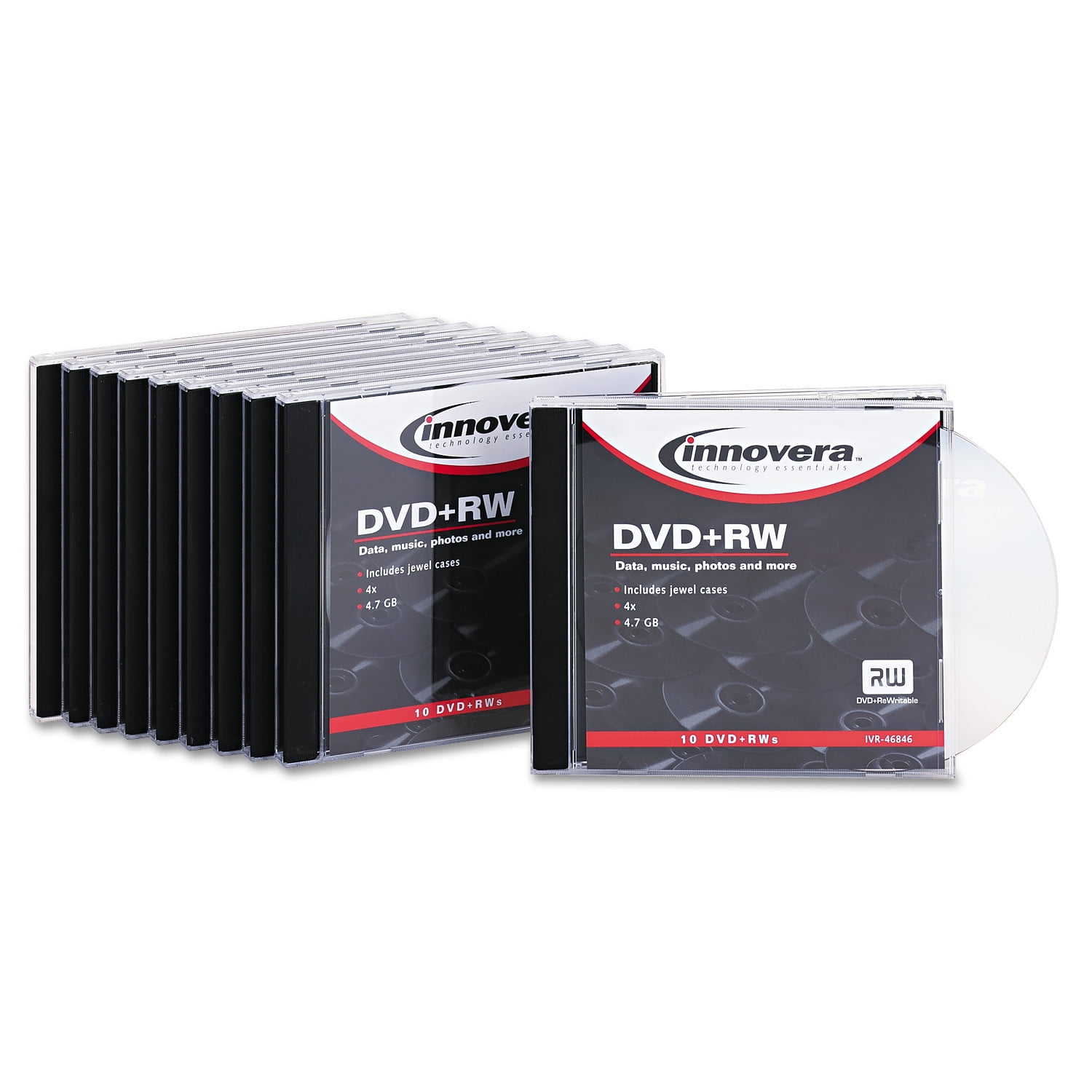 Innovera DVD+RW 4.7 GB Rewritable Disc, Recordable Video Burn Disk with ...