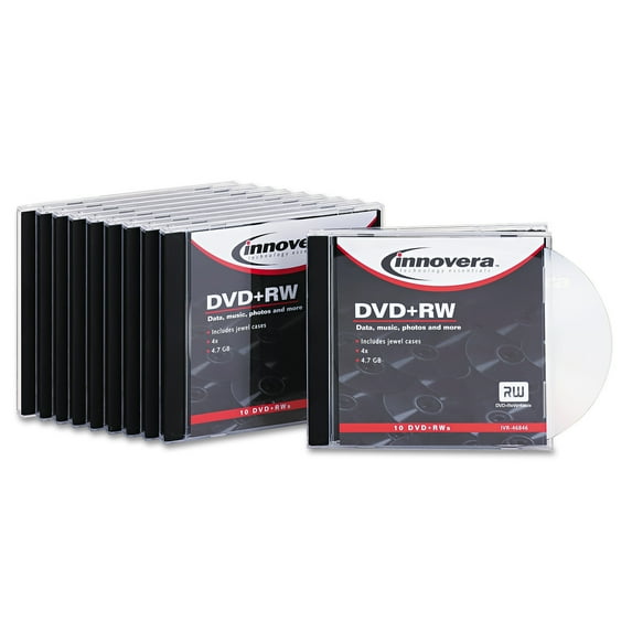 Innovera DVD+RW 4.7 GB Rewritable Disc, Recordable Video Burn Disk with ...