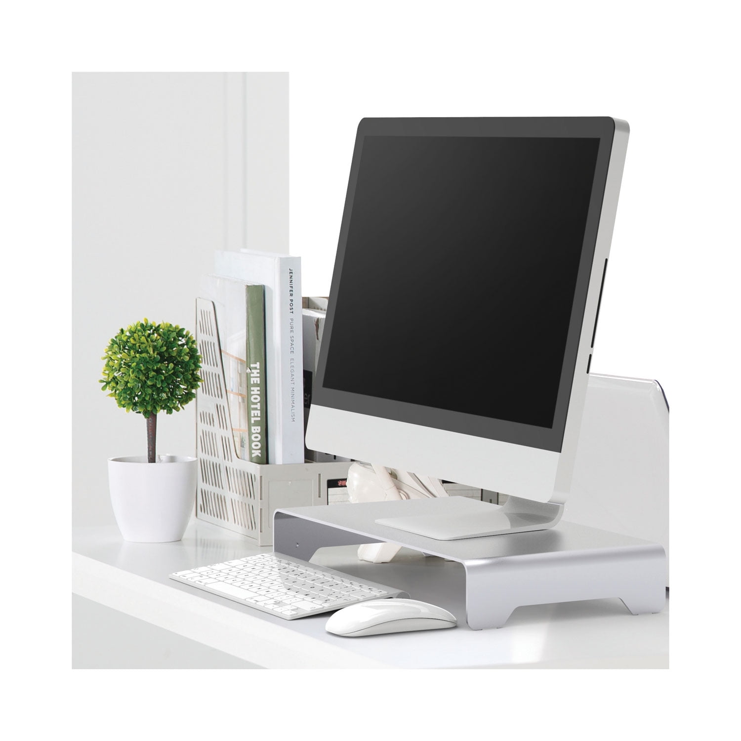 Innovera Slim Aluminum Monitor Riser 15 3/4 x 8 1/4 x 2 1/2 Silver ...