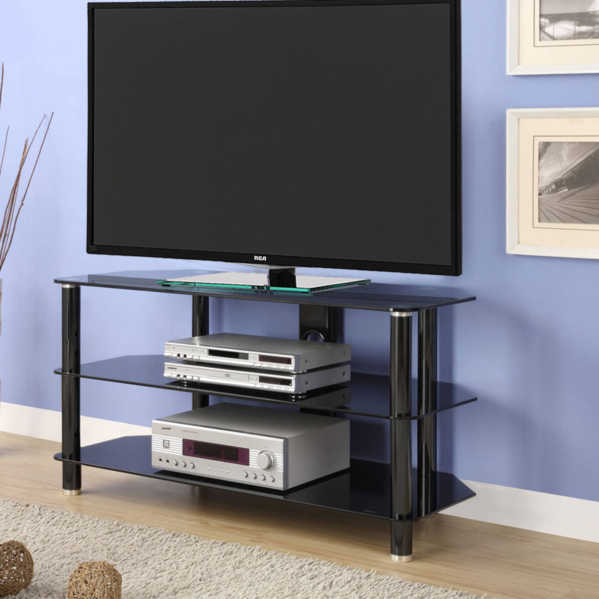 Innovex Black Glass Tv Stand
