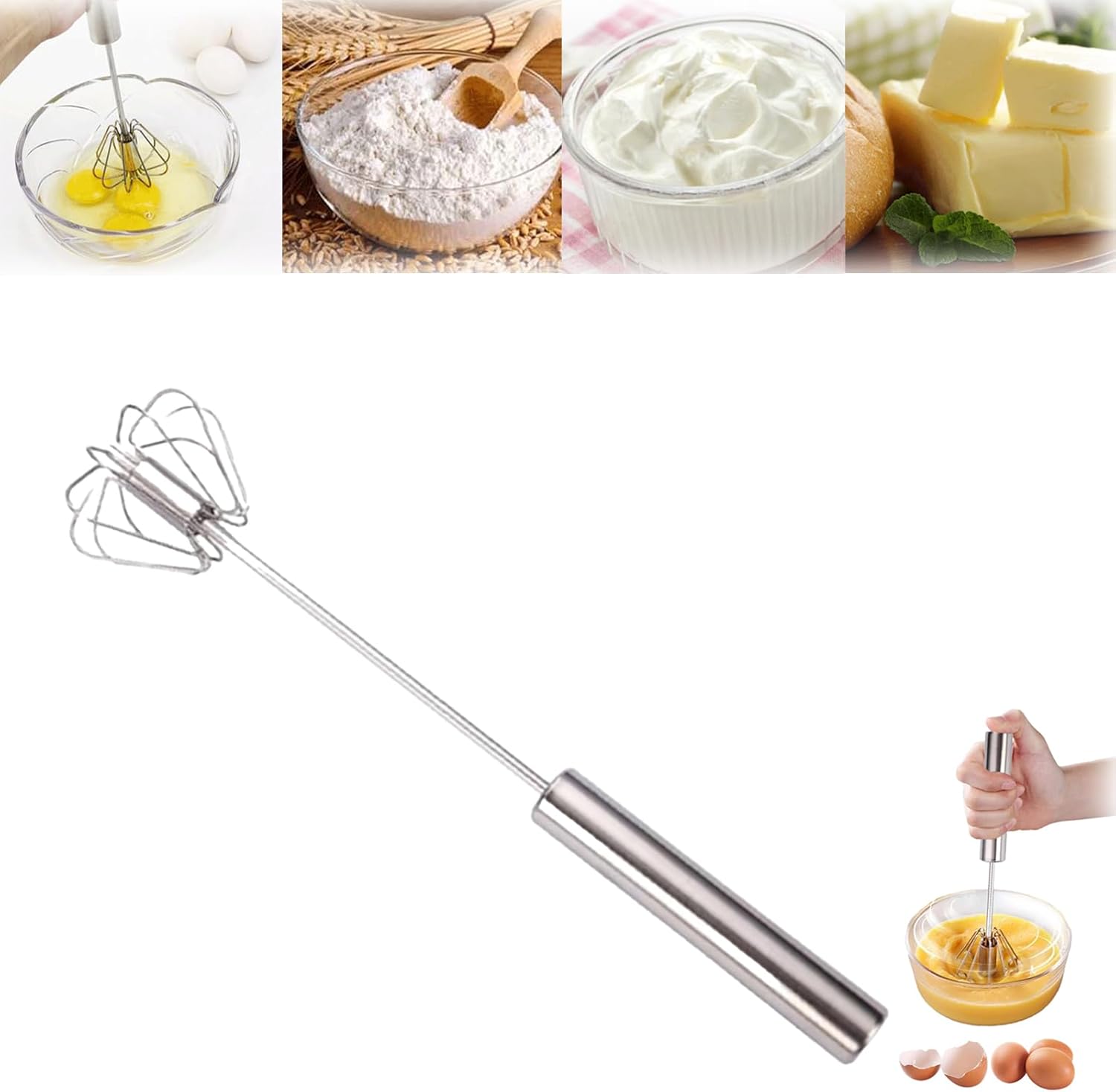 Innovire 2024 Upgraded Hand Push Mixer Stirrer Tool Manual Egg Shaker ...