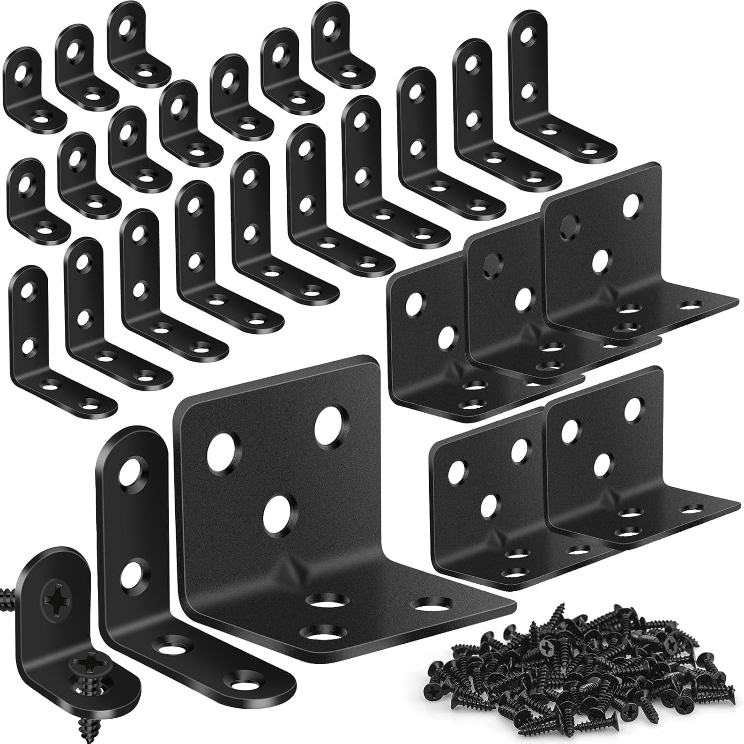 25Pcs L Brackets for Shelves, 3 Sizes Angle Corner Braces Metal L ...