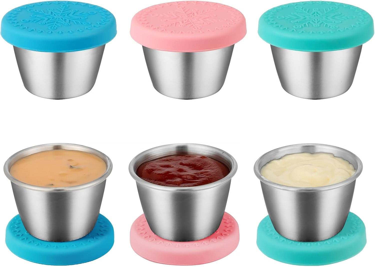 Innovire [6 Pack 2.4 Ounces] Stainless Steel Condiment Containers with ...