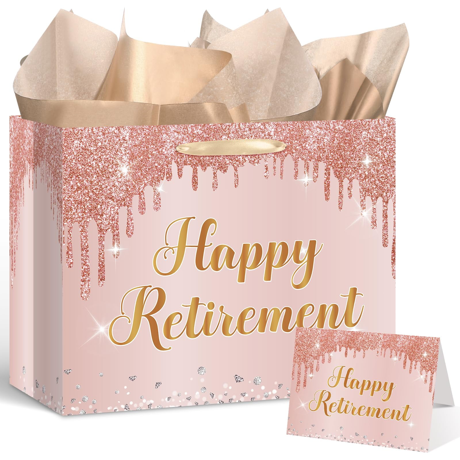 Innovoscape Happy Retirement Gift Bag for Women Large Pink Rose Gold ...