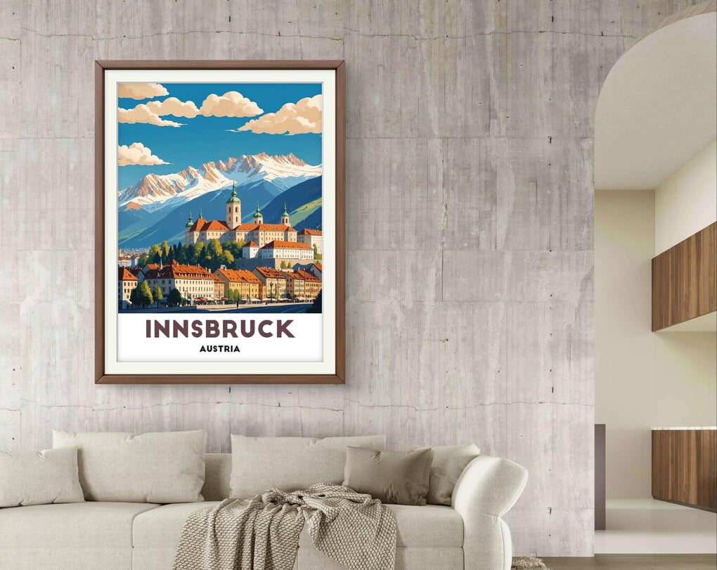 Innsbruck Poster - Beautiful Austrian Cityscape Art Print With Alps ...