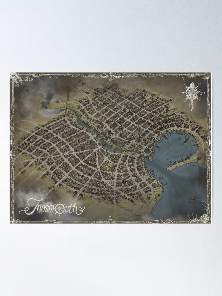 Innsmouth Map - Hand-Drawn Lovecraftian World Poster - Walmart.com