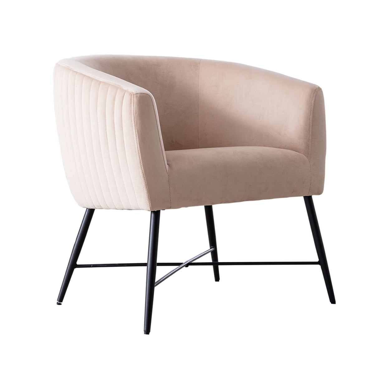 Ino 28 Inch Accent Chair, Beige Wool Like Fabric, Curved Back, Shelter ...