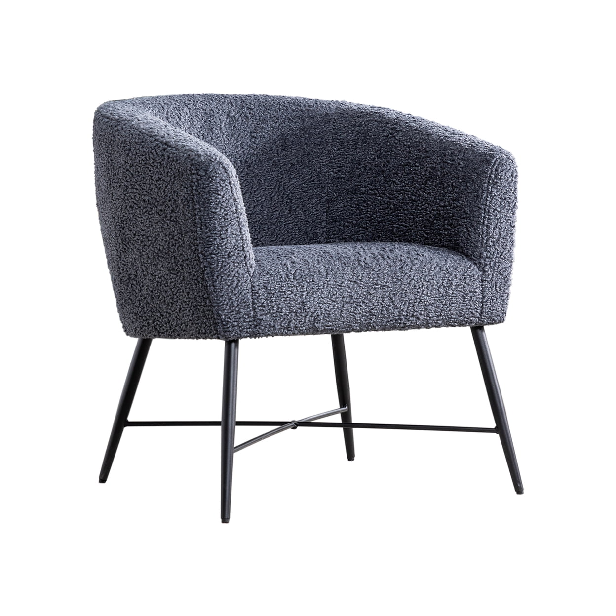 Ino 28 Inch Accent Chair, Gray Wool Like Fabric, Curved Back, Shelter ...