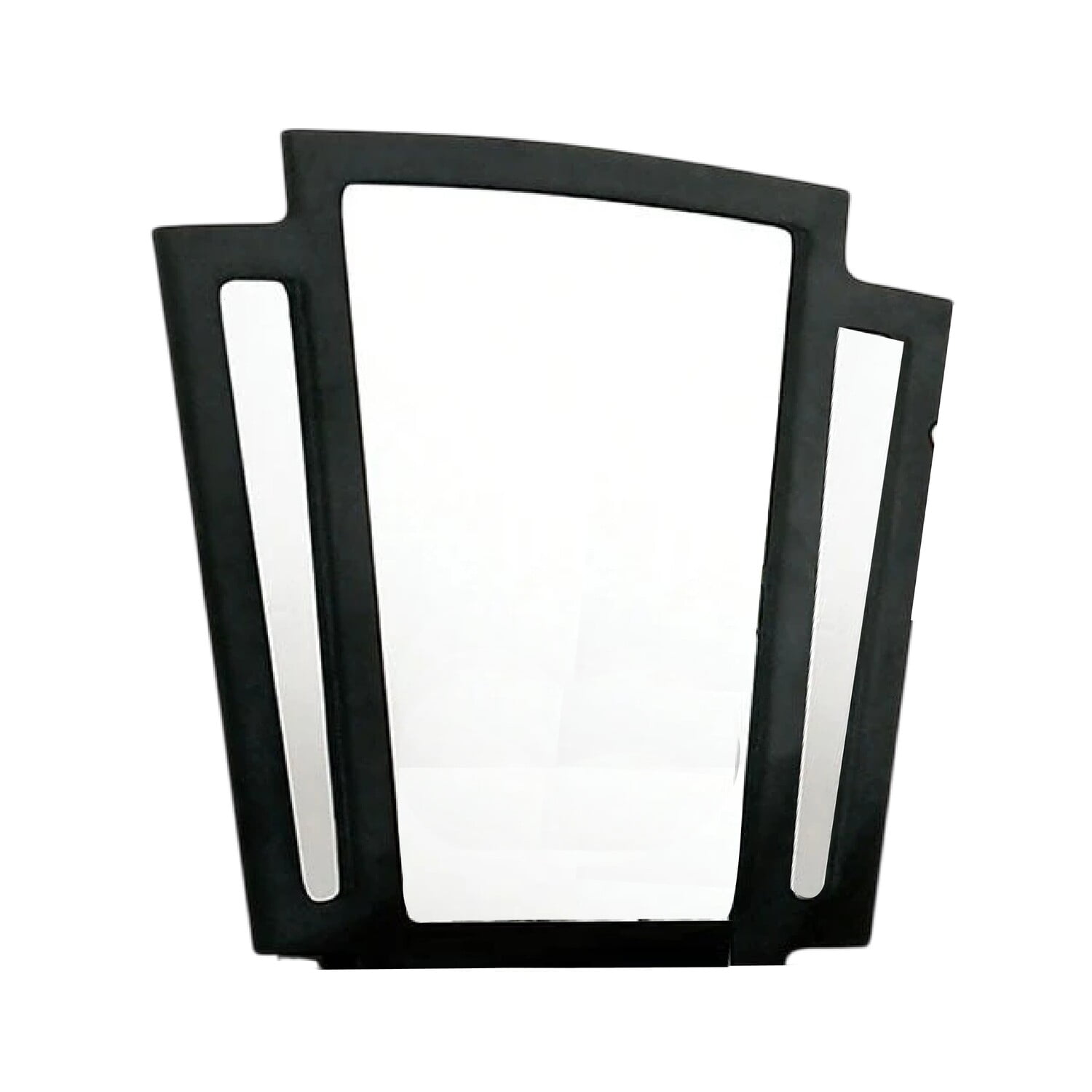 BenJara Ino Dresser Mirror, 44 Inch Black Fabric Upholstered 3 Panel ...