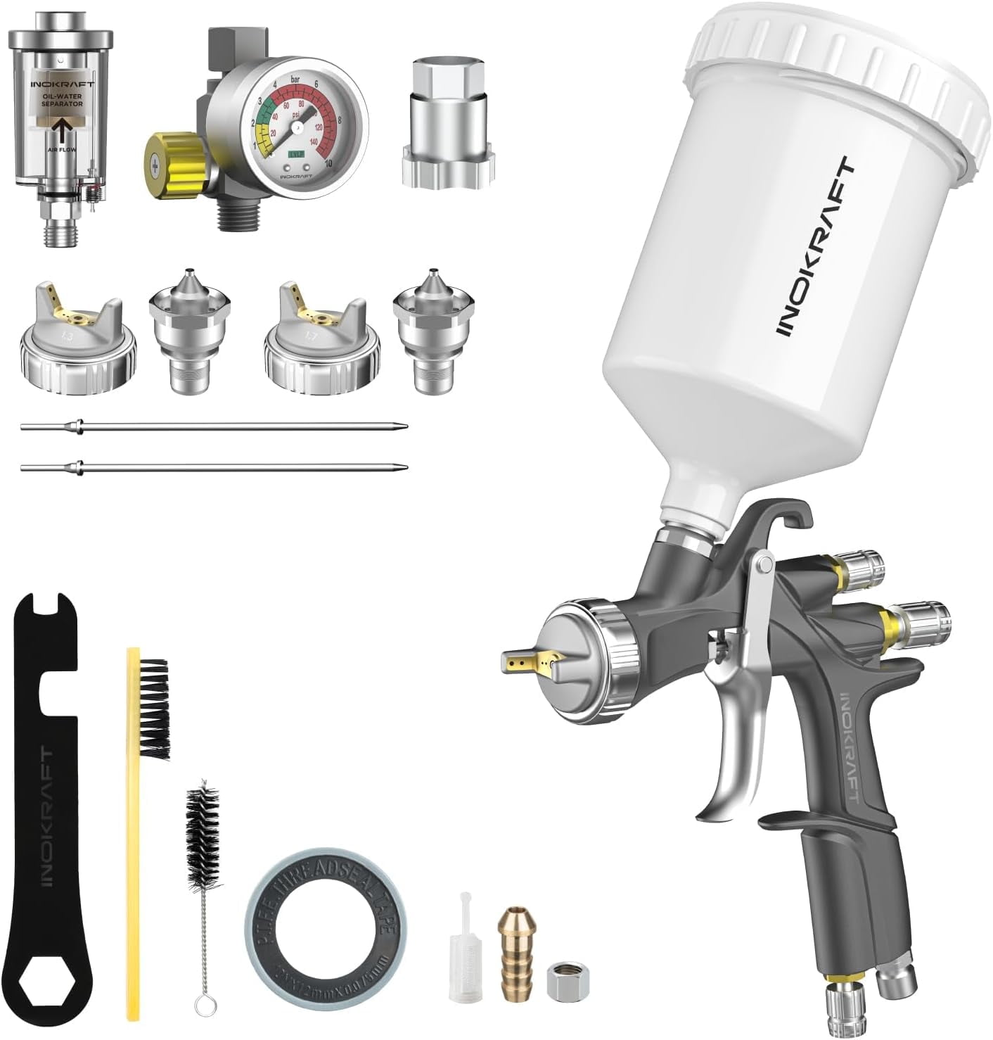 InoKraft D1 LVLP Air Spray Gun Basic/Premium Kit - Walmart.com
