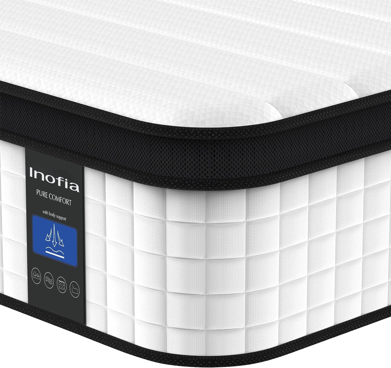 Inofia Twin XL Mattress, 12" Hybrid Innerspring Single Mattress in a ...