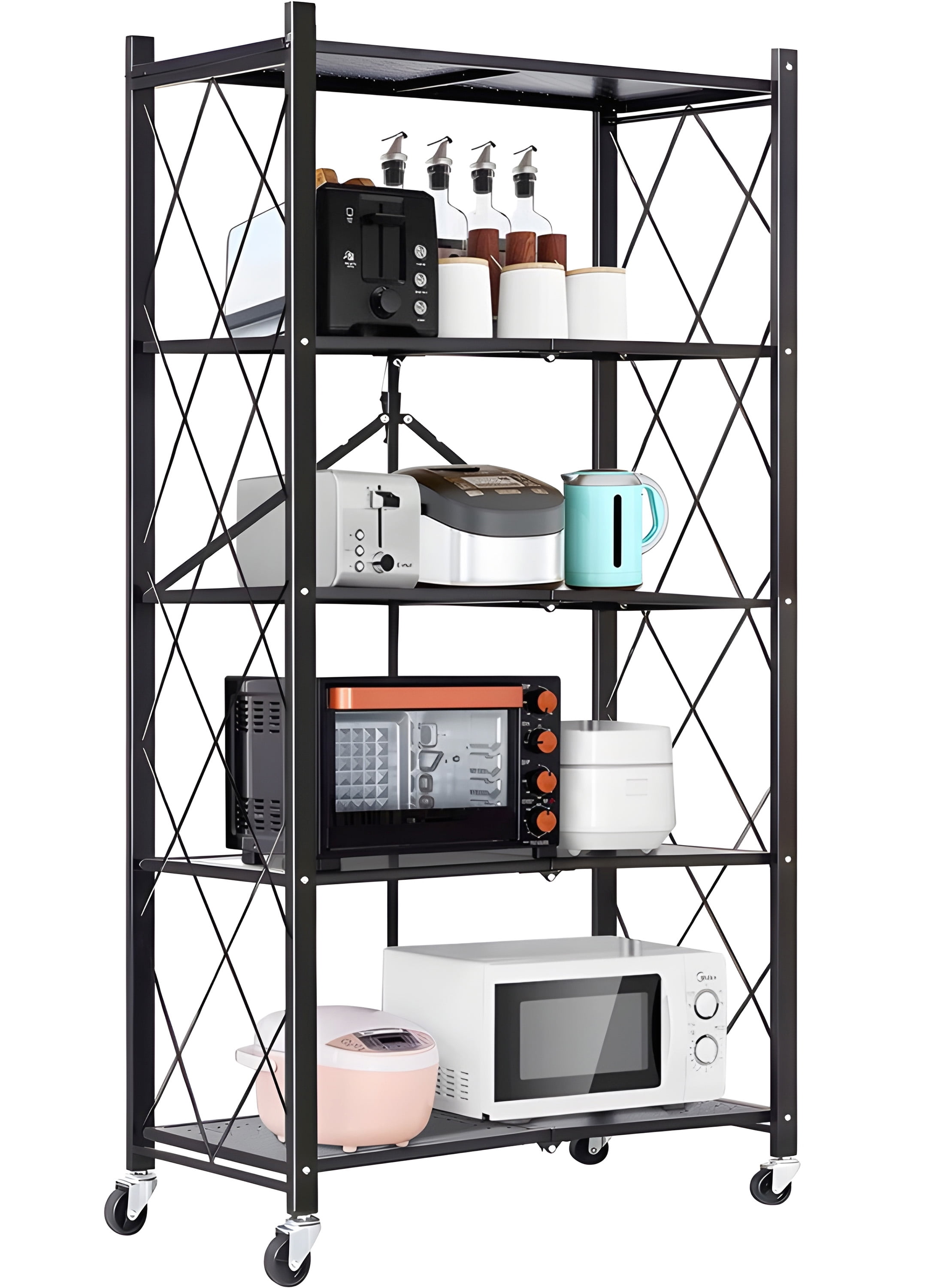 Inolait 5 Tier Heavy Duty Storage Shelves, Foldable Metal Units ...