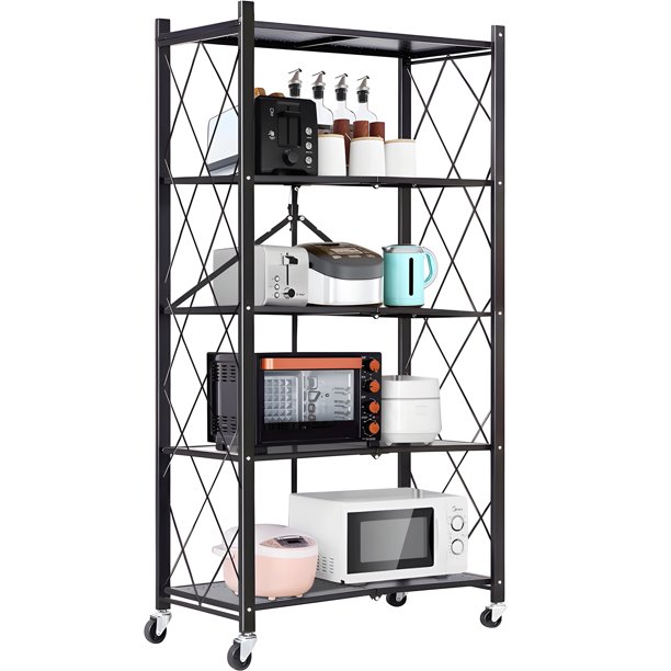 Inolait 5 Tier Storage Shelves Foldable Metal Shelving Units Storage ...