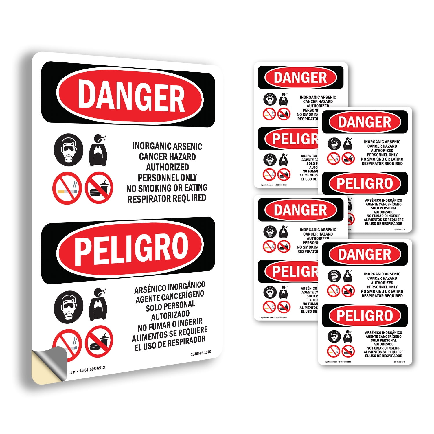 Inorganic Arsenic Cancer Hazard Bilingual OSHA Danger Vinyl Decal Label ...