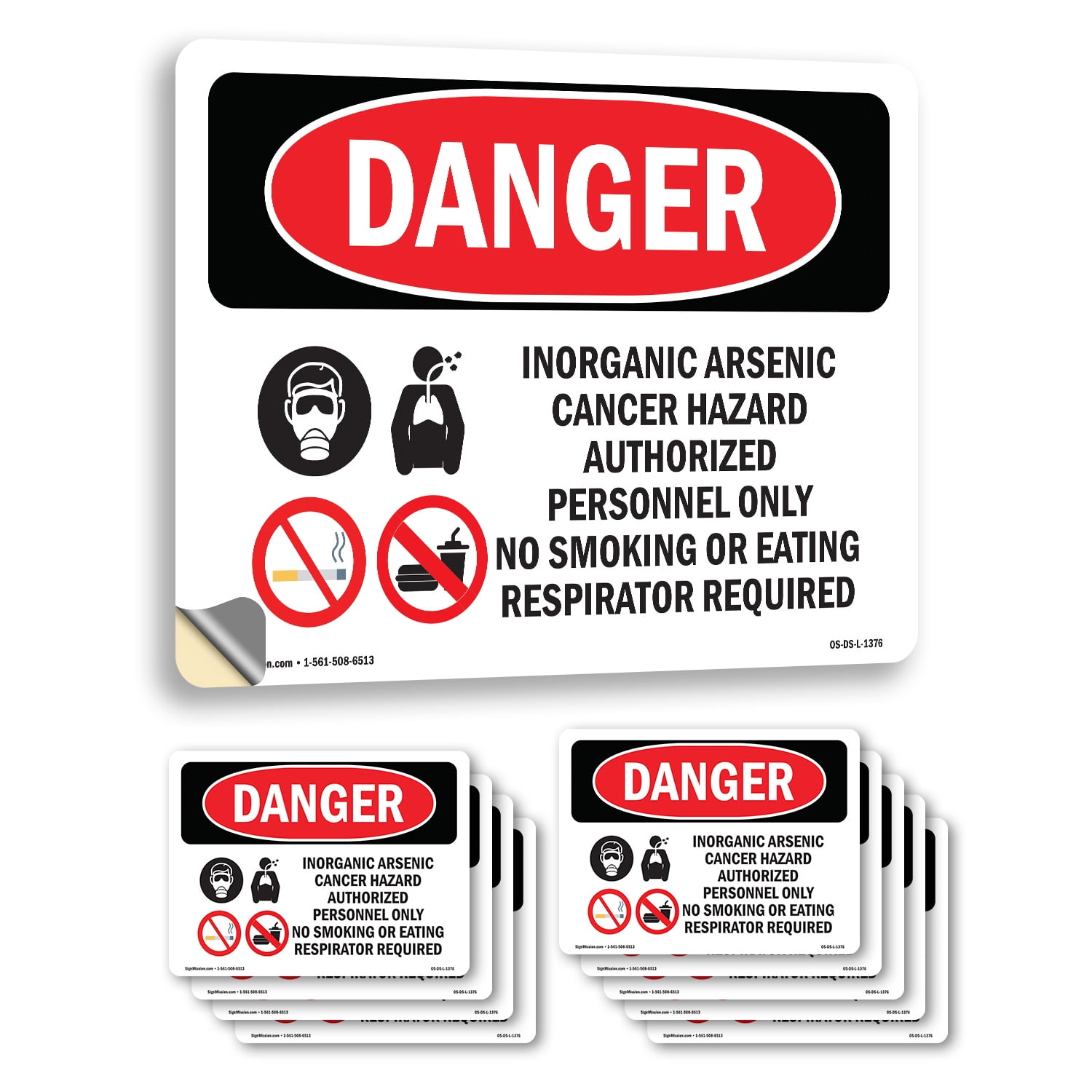 Inorganic Arsenic Cancer Hazard OSHA Danger Vinyl Decal Label 10 Inch x ...