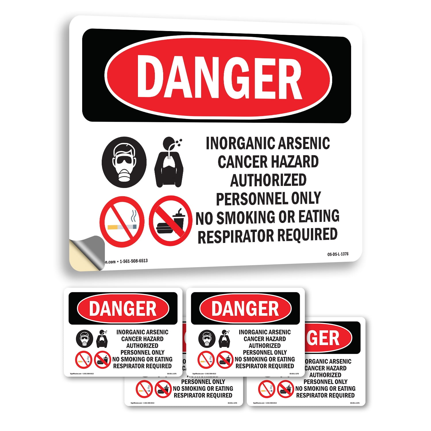 Inorganic Arsenic Cancer Hazard OSHA Danger Vinyl Decal Label 18 Inch x ...