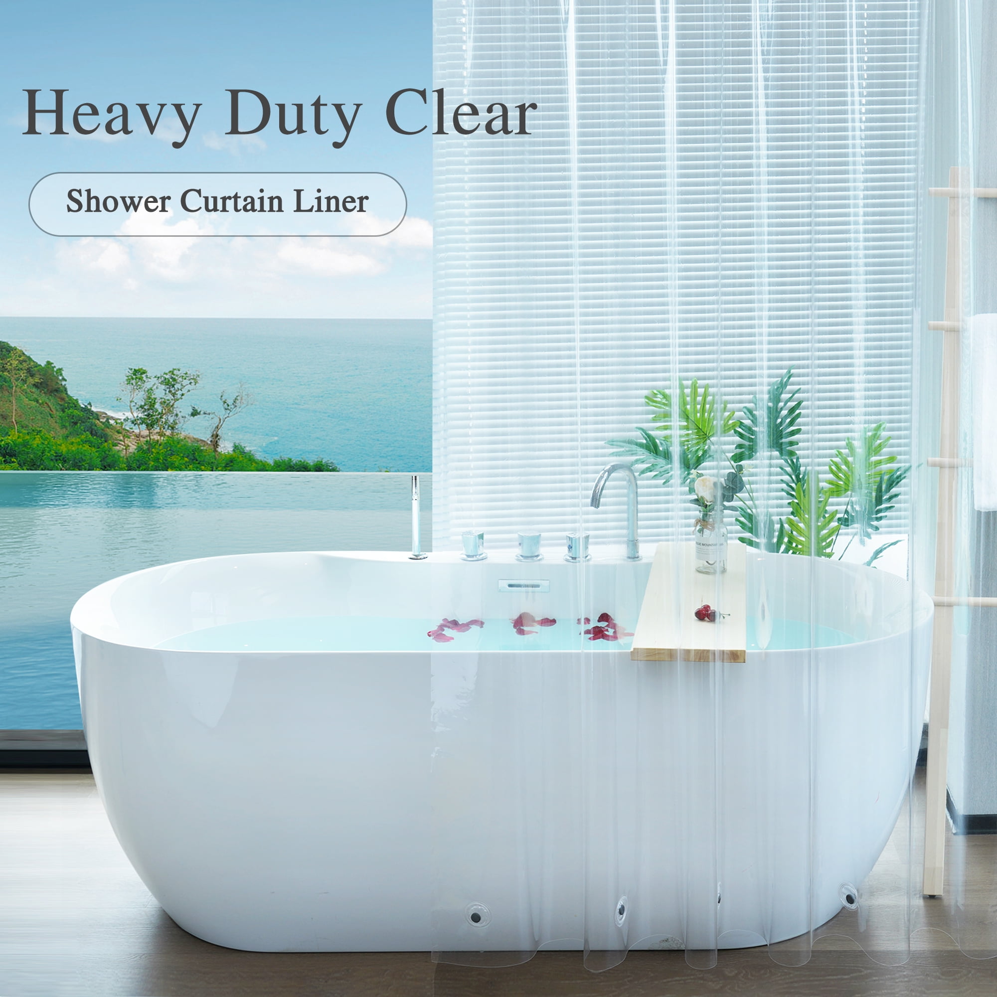 Inosoo Clear Shower Curtain Liner, 48"W×72"L Heavy Duty Narrow Stall ...