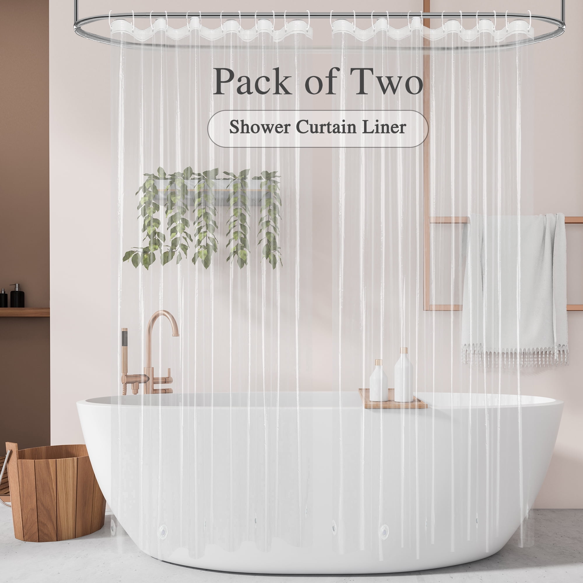 Inosoo Clear Shower Curtain Liner, 72"x 72" Light Weight PEVA Plastic ...