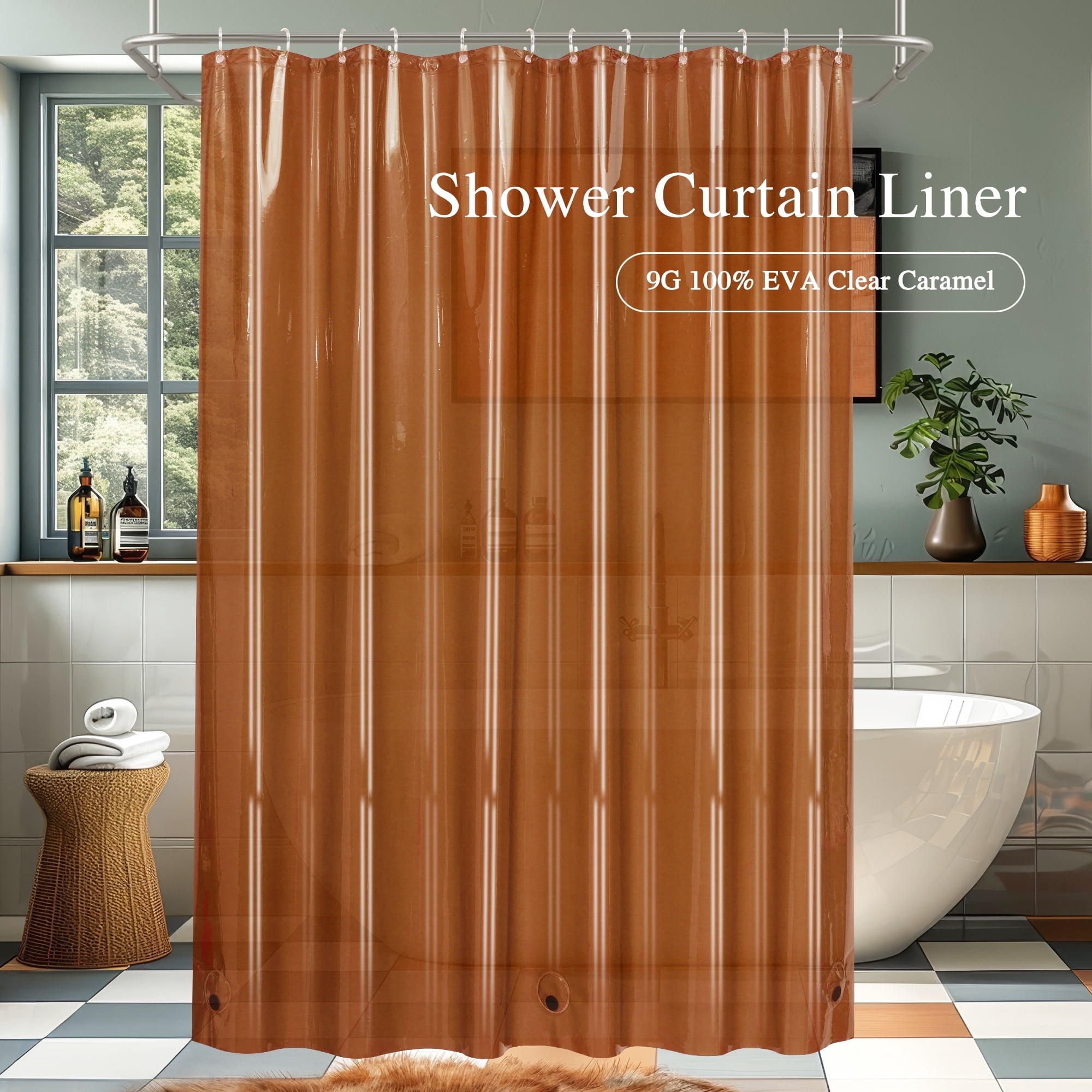 Inosoo Waterproof Shower Curtain Liner, 72x72 inches, Clear Amber EVA ...