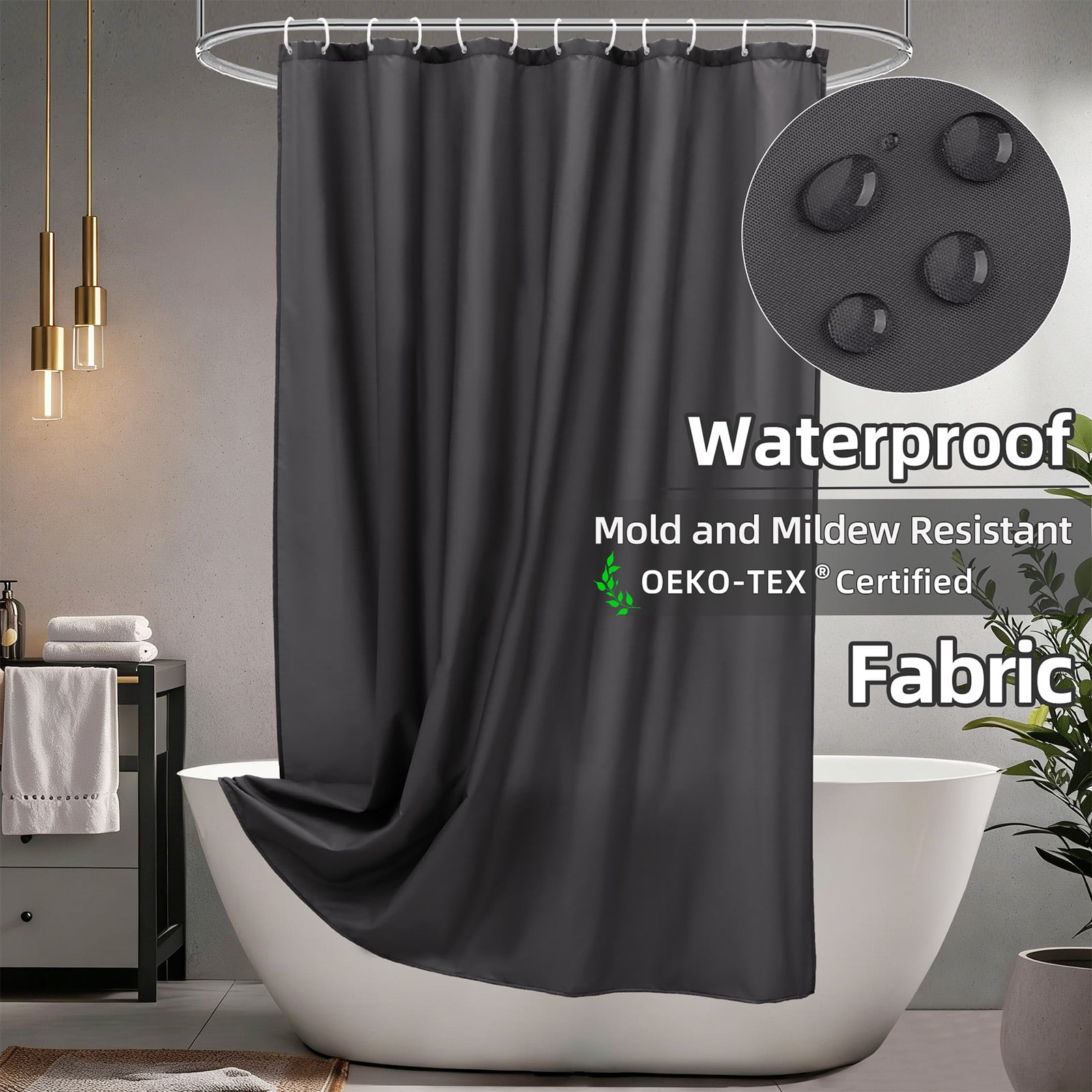 Inosoo Fabric Shower Curtain Liner, 72"x 72" Waterproof Polyester ...