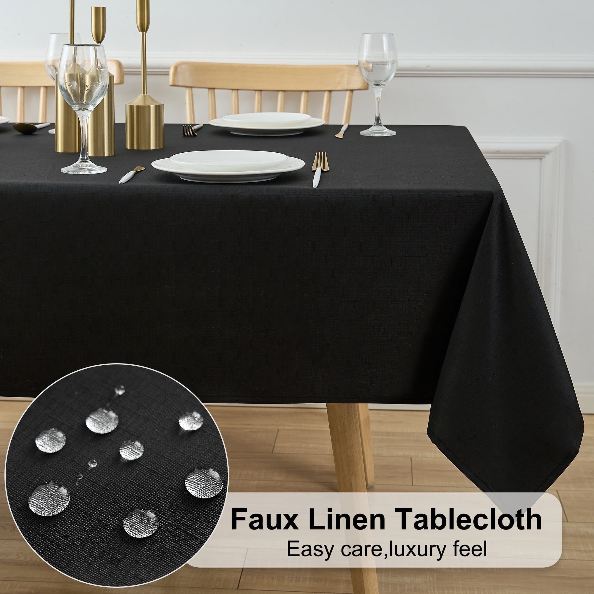 Inosoo Faux Linen Fabric Rectangle Tablecloth, 60"x120" Stain and ...