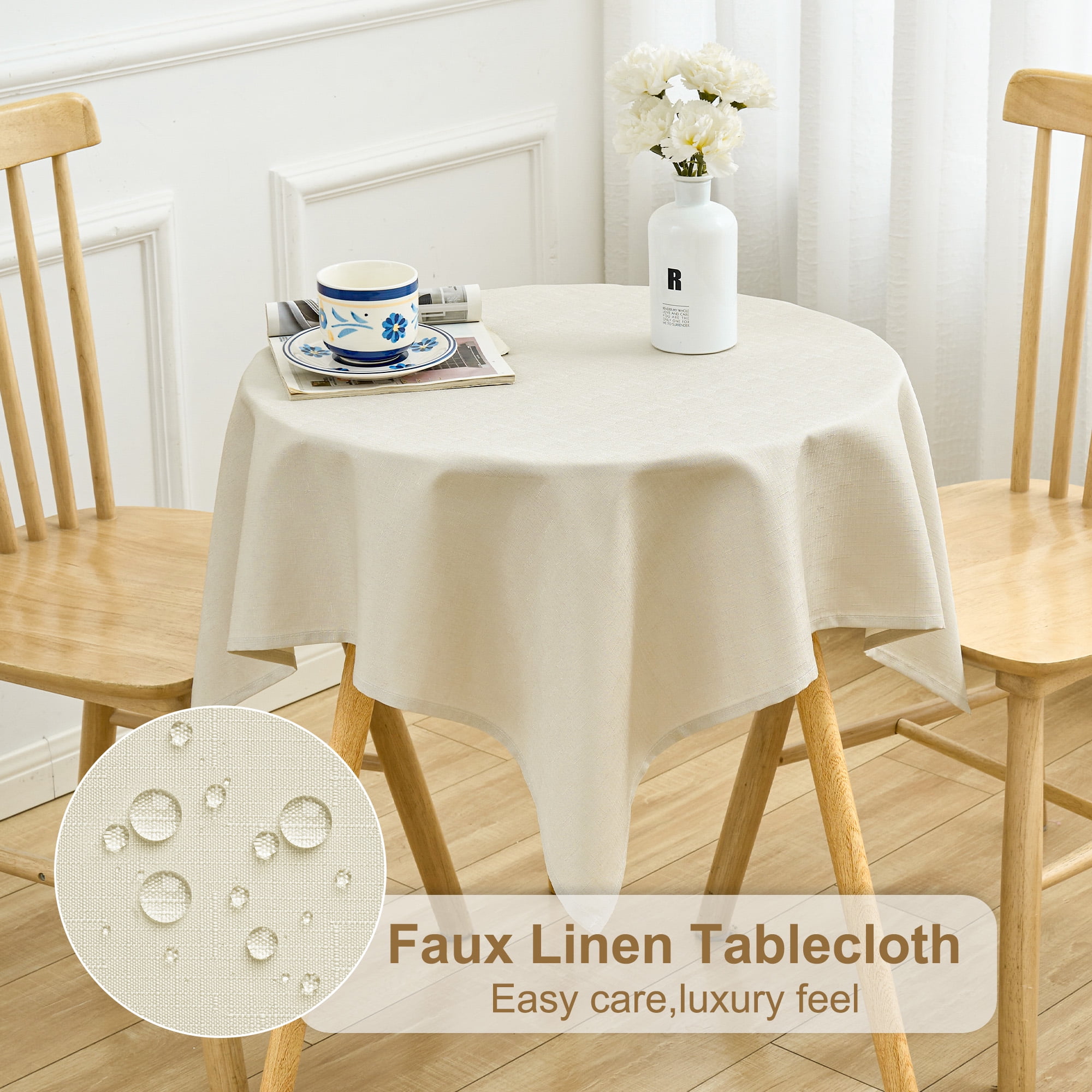 Inosoo Faux Linen Square Tablecloth, 52x52 Inch Fabric Table Cloth for ...