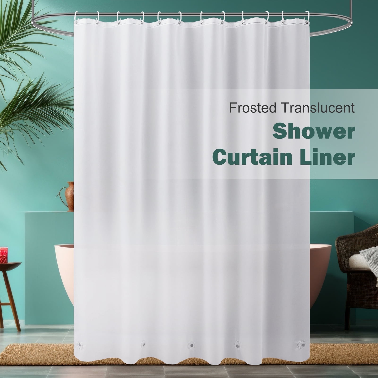 Inosoo Frosted Shower Curtain Liner, 72"x 74" Long PEVA Plastic ...