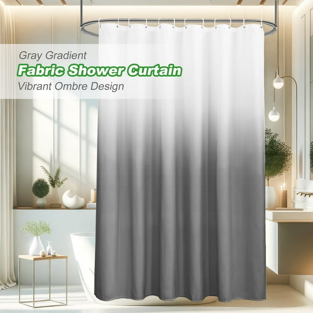 Inosoo Gray Ombre Fabric Shower Curtain, 72 x 72 Inch Heavy Duty Gray Gradient Water Repellent ...