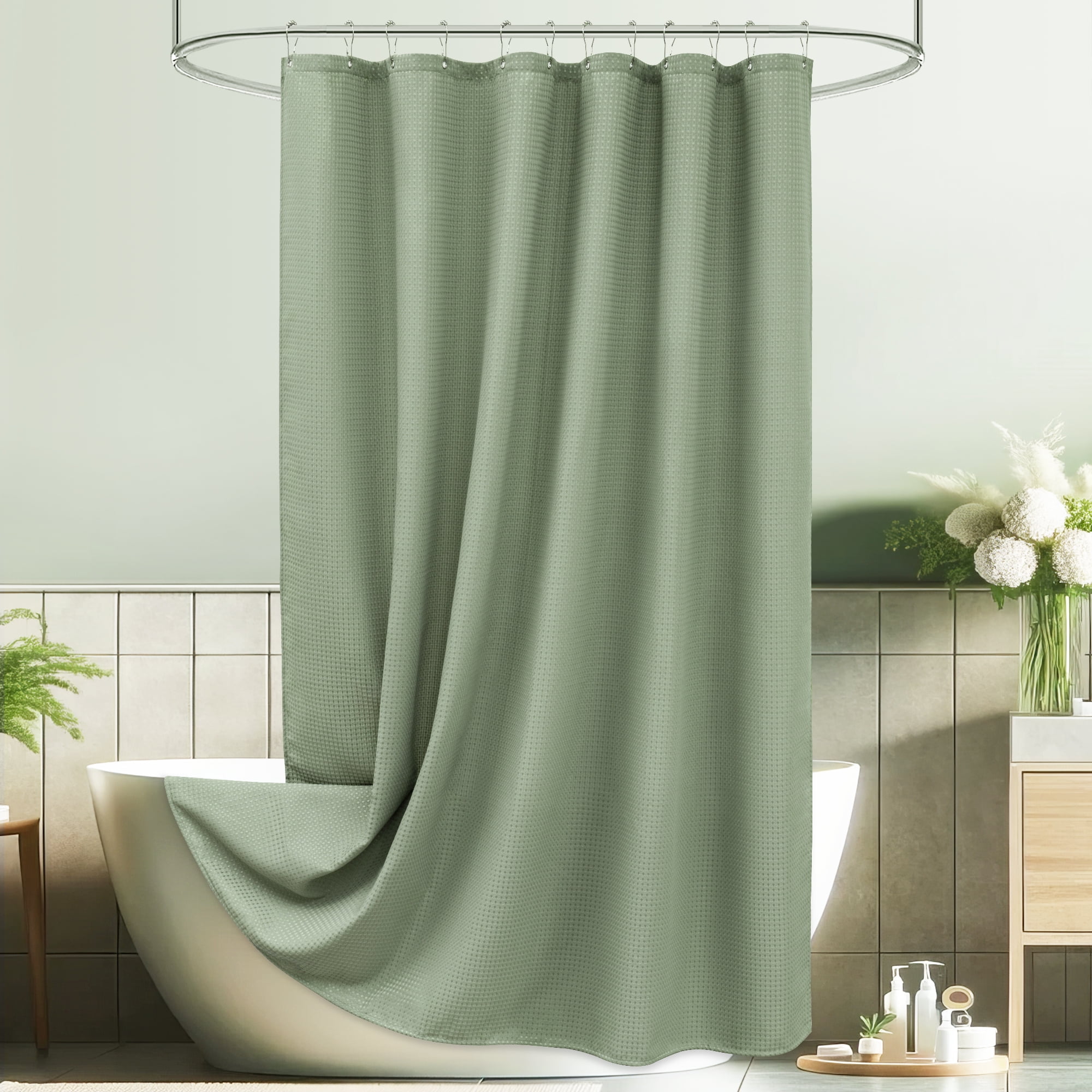 Inosoo Waffle Textured Shower Curtain, 72"x72" Luxury Heavy Duty Soft ...
