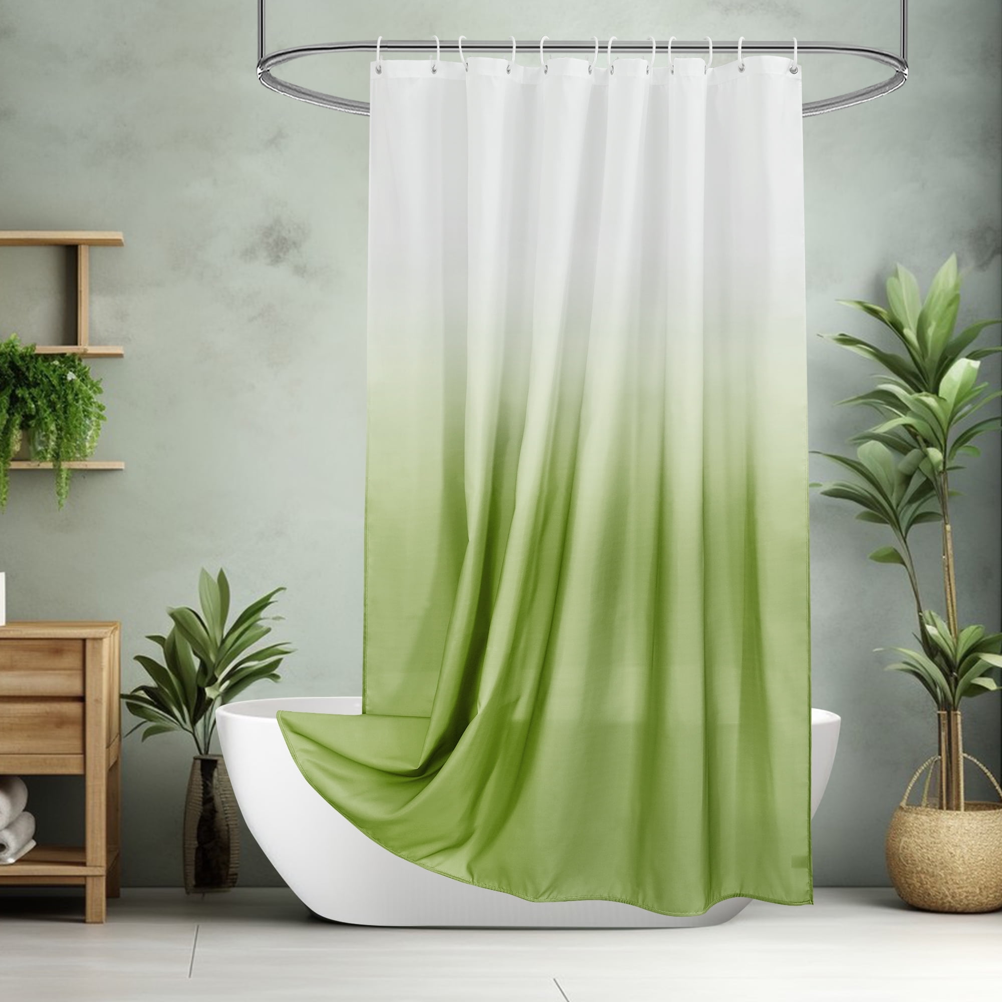 Inosoo Green Ombre Fabric Shower Curtain, 72 x 78 Inch Extra Long Thick ...