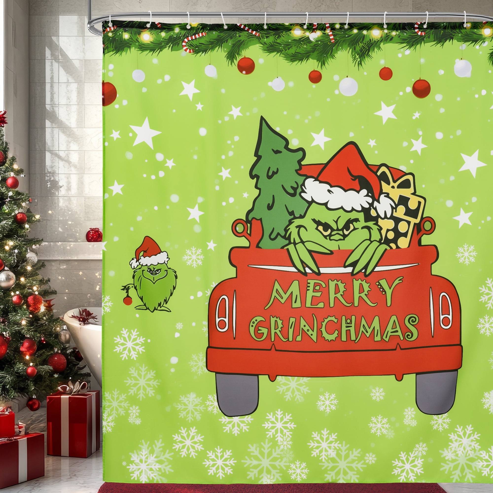 Inosoo Grinch Christmas Festival Fabric Shower Curtain, 72"x 72 ...