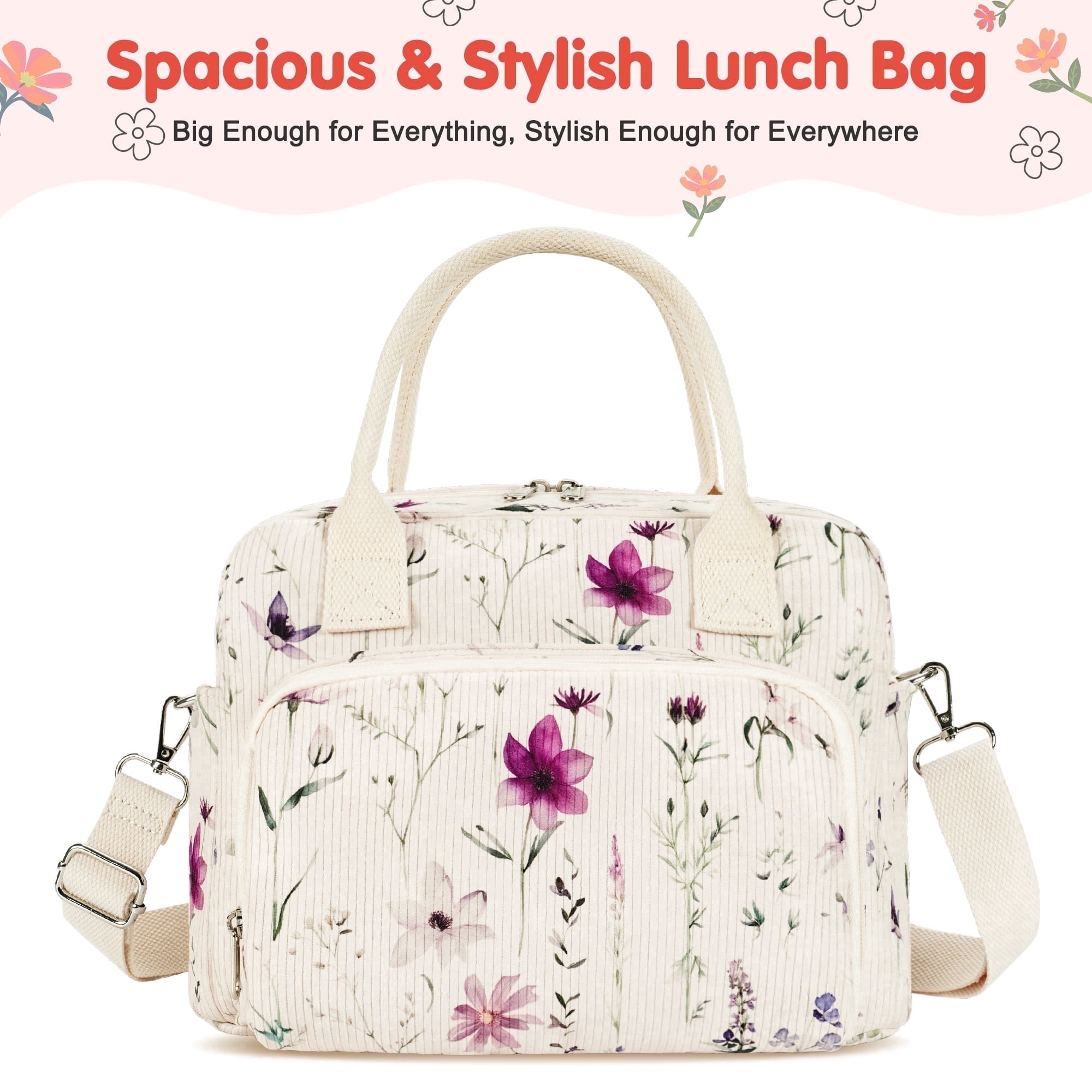 Inosoo Large Capacity Reusable Lunch Bag for Woman, Handheld or ...