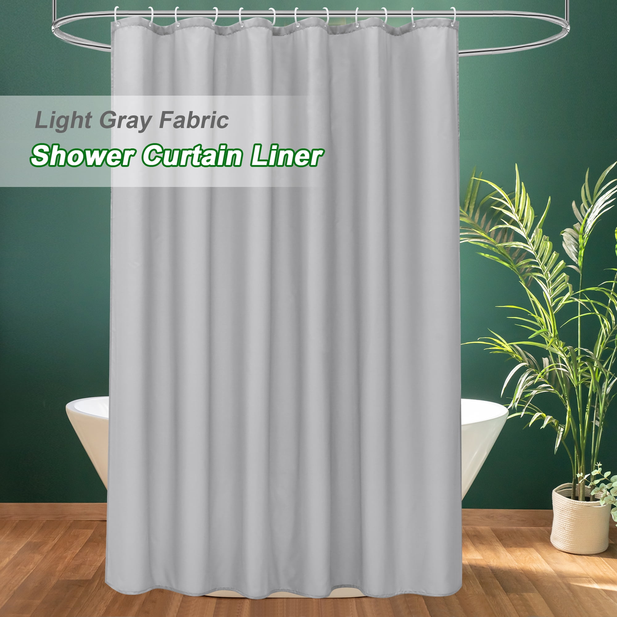 "Inosoo 72""Wx72""H Light Gray Fabric Shower Curtain, Water Repellent ...