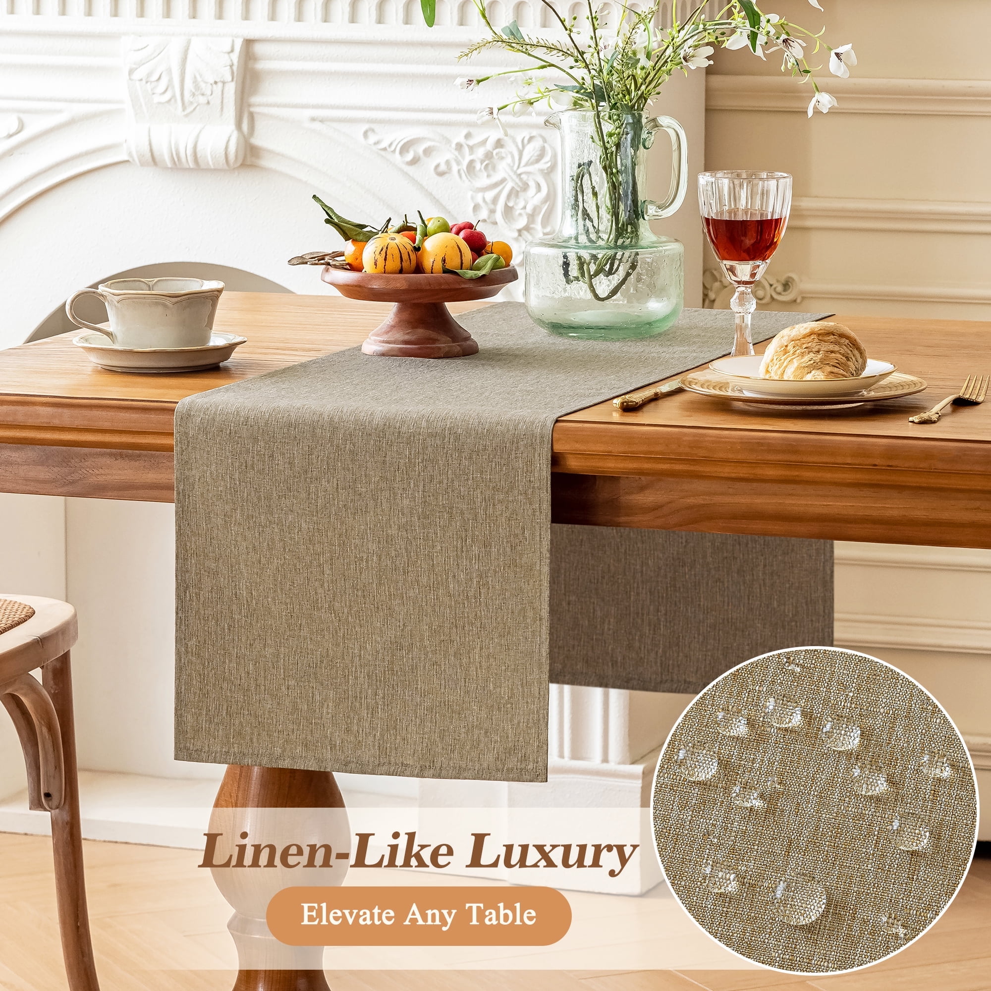 Inosoo Linen-like Table Runner, 13x72 inch Polyester Fabric Table Scarf ...