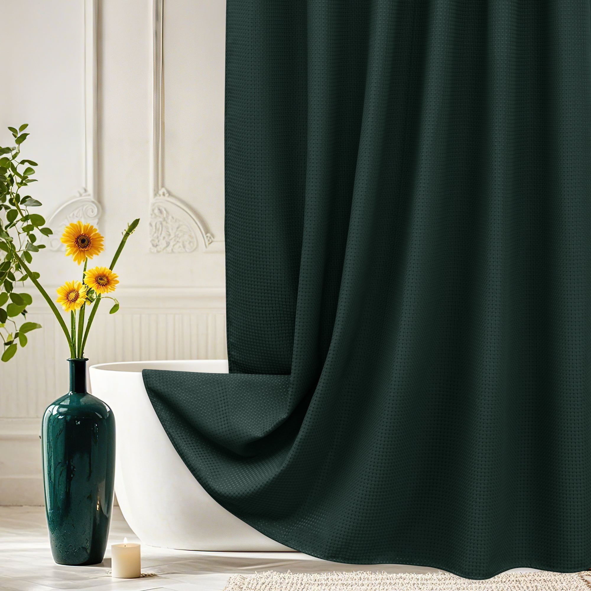 Inosoo Thick Waffle Textured Shower Curtain, 72"x72" Heavy Duty Fabric ...